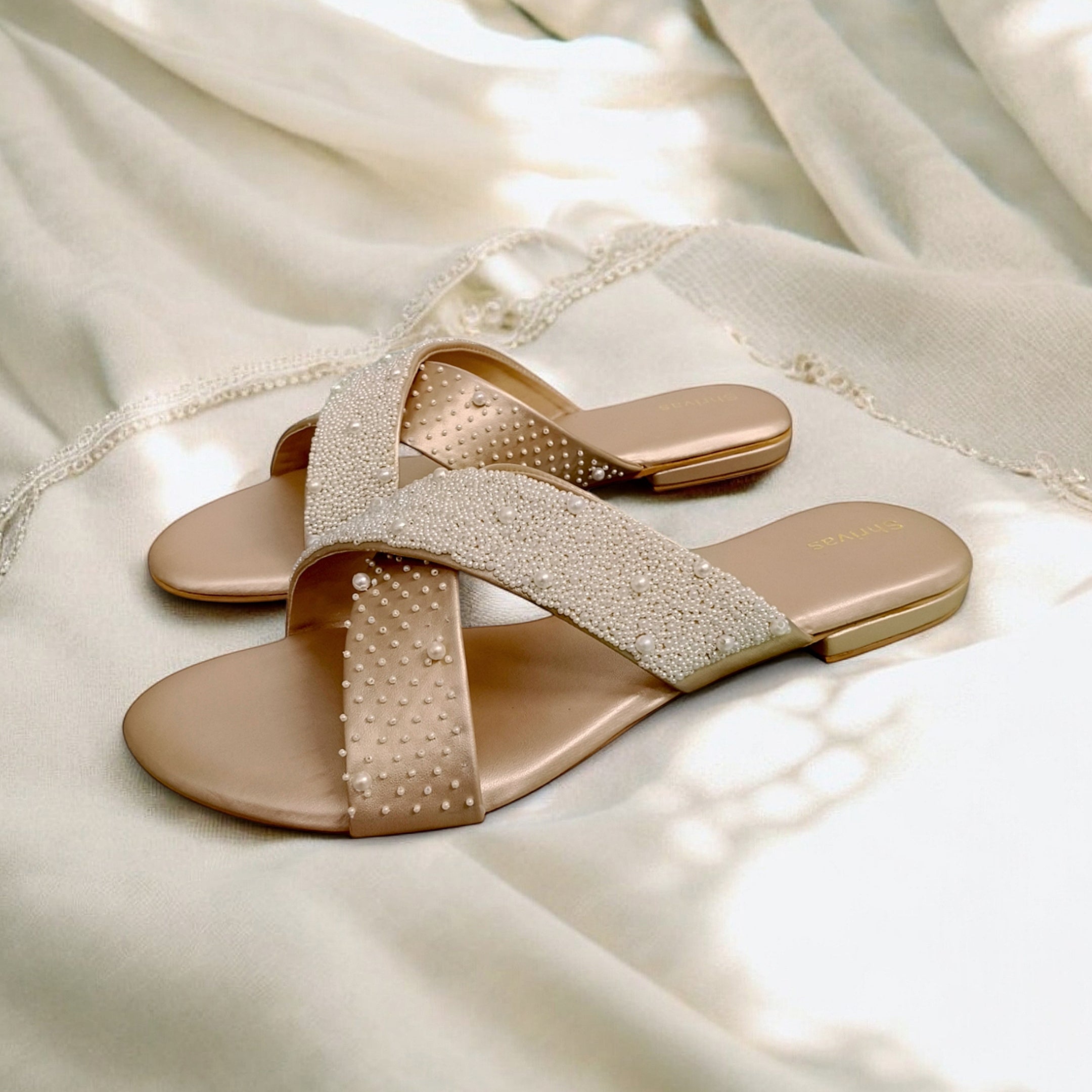 Gold Embroidered Women Designer Block Heel – Shrivas by Archita Mehta