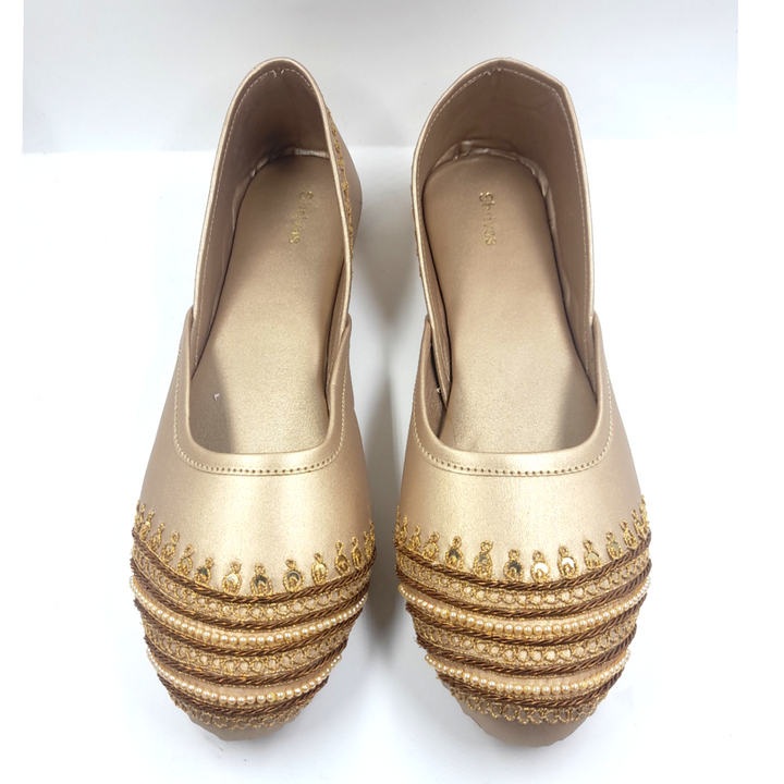 Gold women leather women rajasthani mojdi – Shrivas by Archita Mehta